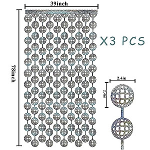 dmjuncong 3 Pcs Disco Party Decorations,6.6×3.3ft Silver Disco Ball Door Foil Curtain, Disco Photo Backdrop with Sequins,for Last Disco Bachelorette Party Decor