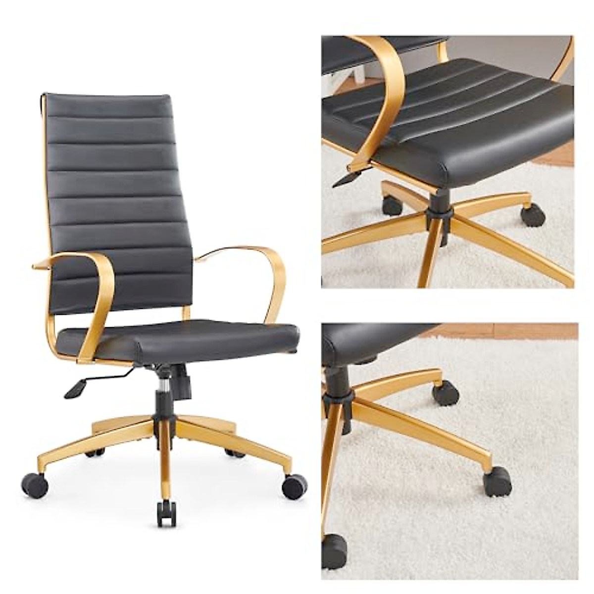 LUXMOD Vegan Leather high Back Office Chair, White