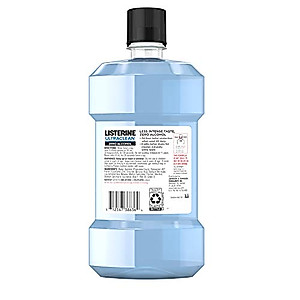 Listerine Ultraclean Zero Alcohol Tartar Control Mouthwash, Oral Rinse to Help Fight Bad Breath and Tartar, for Cleaner, Naturally White Teeth, Less Intense Arctic Mint Taste, 1 L