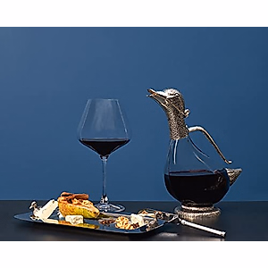 Rigeli Regent Silverplated Duck Decanter 25.3 oz, 750ml Red Wine Carafe, Wine Gift, Wine Accessories Decanter for Wine, Men/Women's Good Gift on Special Day