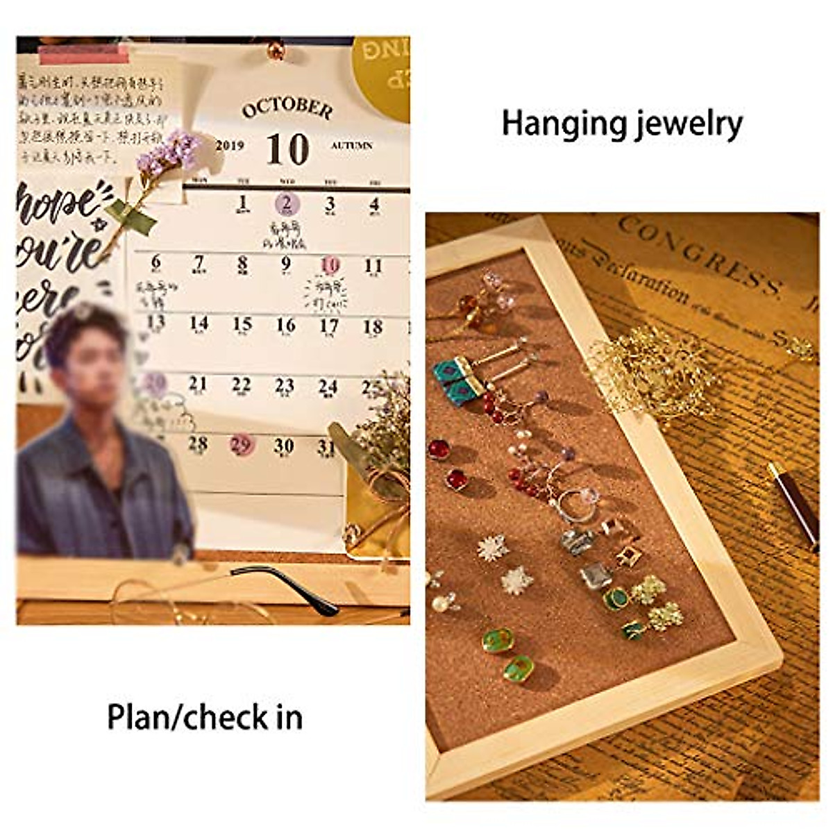 Cork Board Creative Photo Wall, Felt self-Adhesive Wall Bulletin Board, Home Message Board, Desktop Decoration Note Board