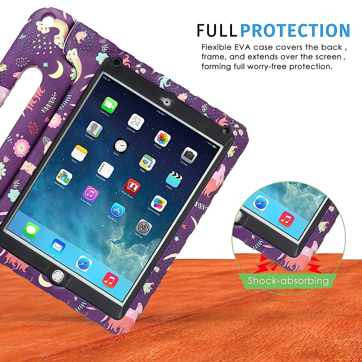 HDE Case for iPad 9.7 inch 2018/2017 Kids Shockproof Bumper Hard Cover Handle Stand with Built in Screen Protector for Apple Education 6th / 5th Generation