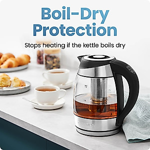 Chefman Electric Kettle w/Temperature Control, Removable Tea Infuser, 5 Presets LED Indicator Lights, 360° Swivel Base, BPA Free, Stainless Steel, 1.8 Liters