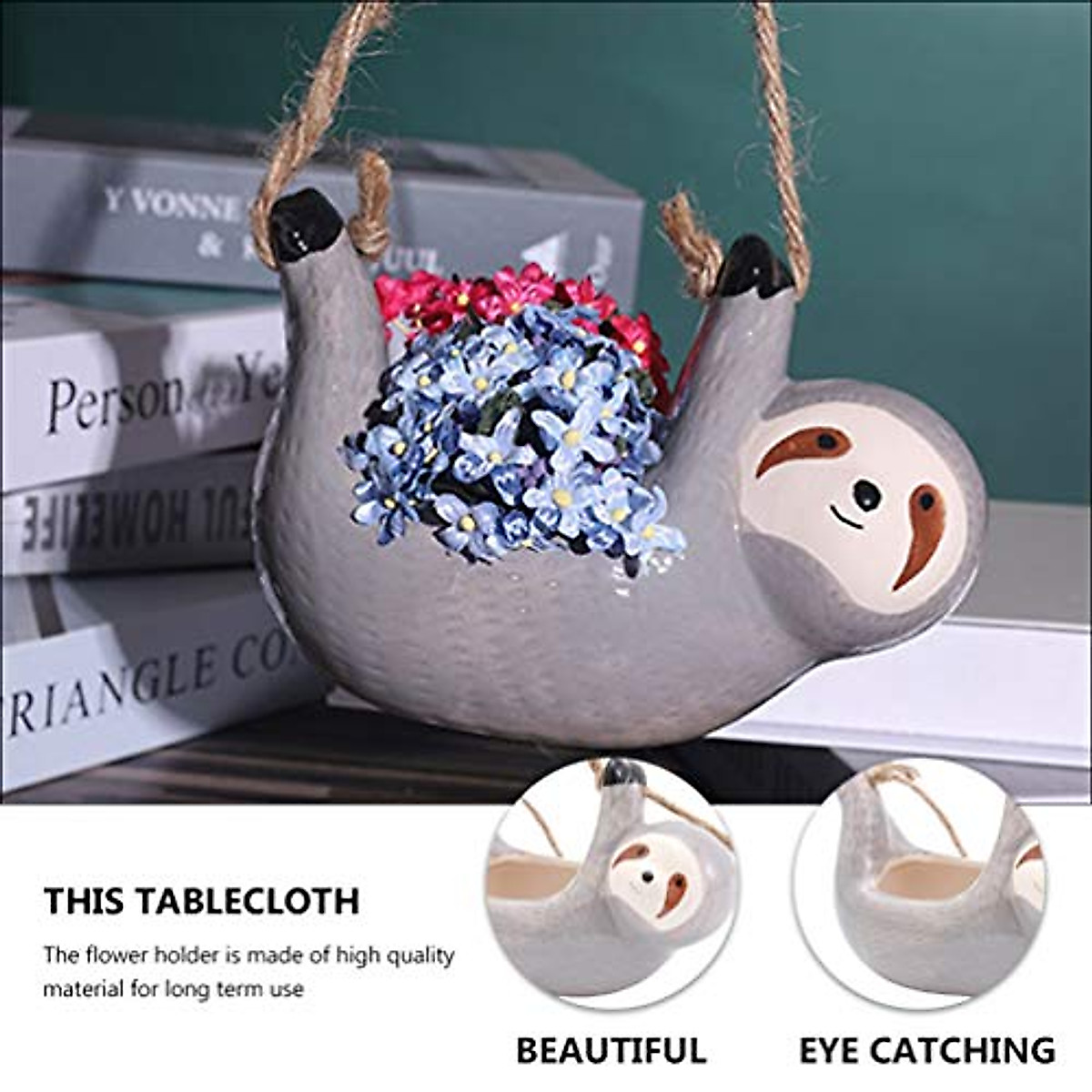 Cabilock 2pcs Sloth Succulent Planter Kawaii Cute Plant Pot Wall Mounted Flower Pot Ceramic Hanging Planter Hanging Plant Holder Mini Succulent Plants Succulent Pot Ceramics Decorative Wall