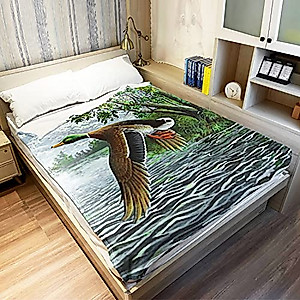 HommomH 60" x 80" Blanket Comfort Warmth Soft Cozy Air Conditioning Easy Care Machine Wash Custom Mallard Duck
