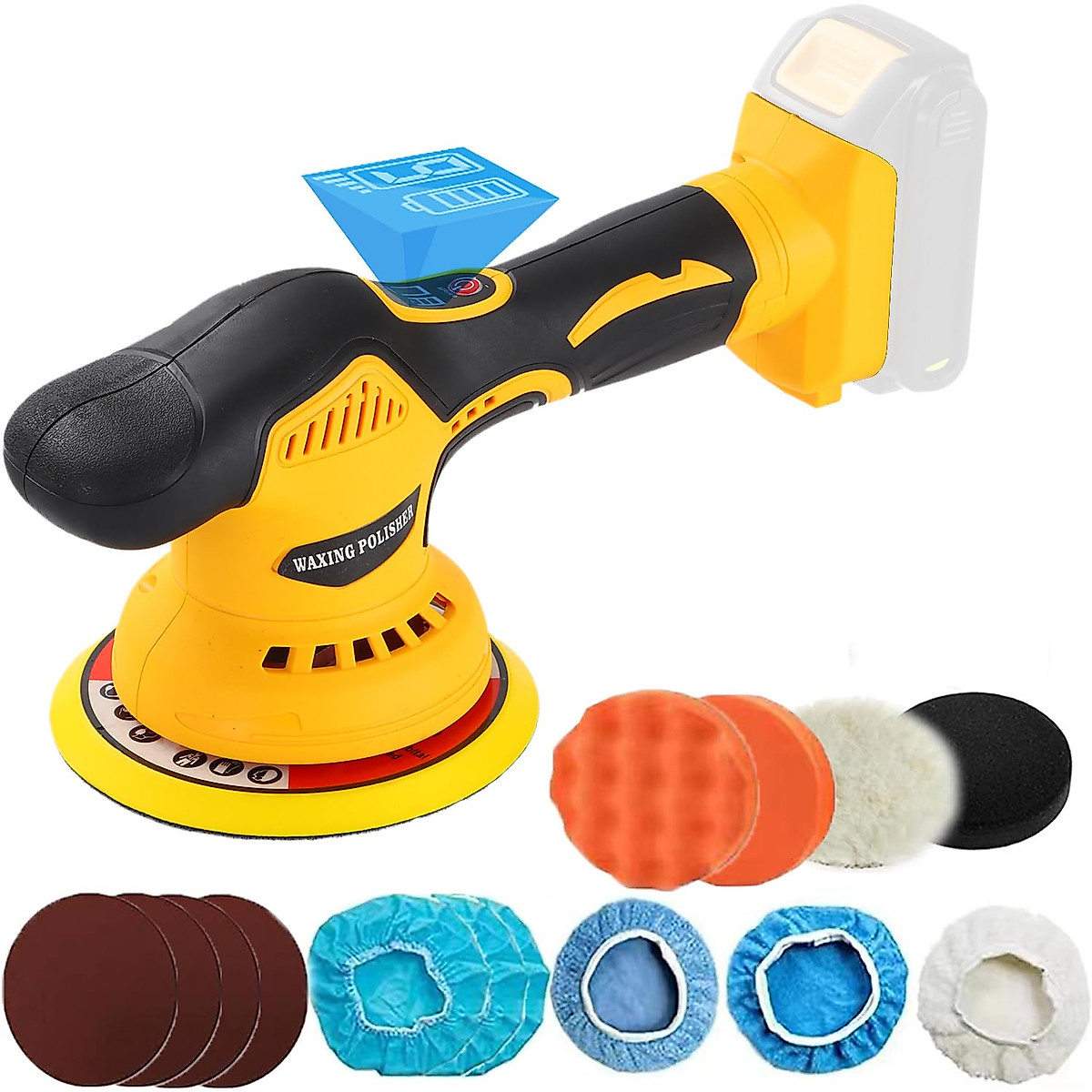 Cordless Car Buffer Polisher Compatible for Dewalt 20V Battery, Power Polisher for Car Detailing/Polishing/Waxing(Battery Not Included)