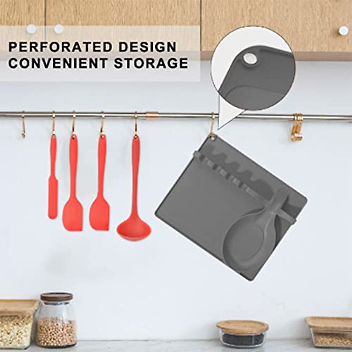 Sameme Silicone 2 in 1 Spoon Rest with Drip Pad for Multiple Utensils,Cooking Spoon Holder for Kitchen Stove Top Counter,Heat Resistant,Kitchen Utensil Holder for Spoons, Ladles, Tongs& More