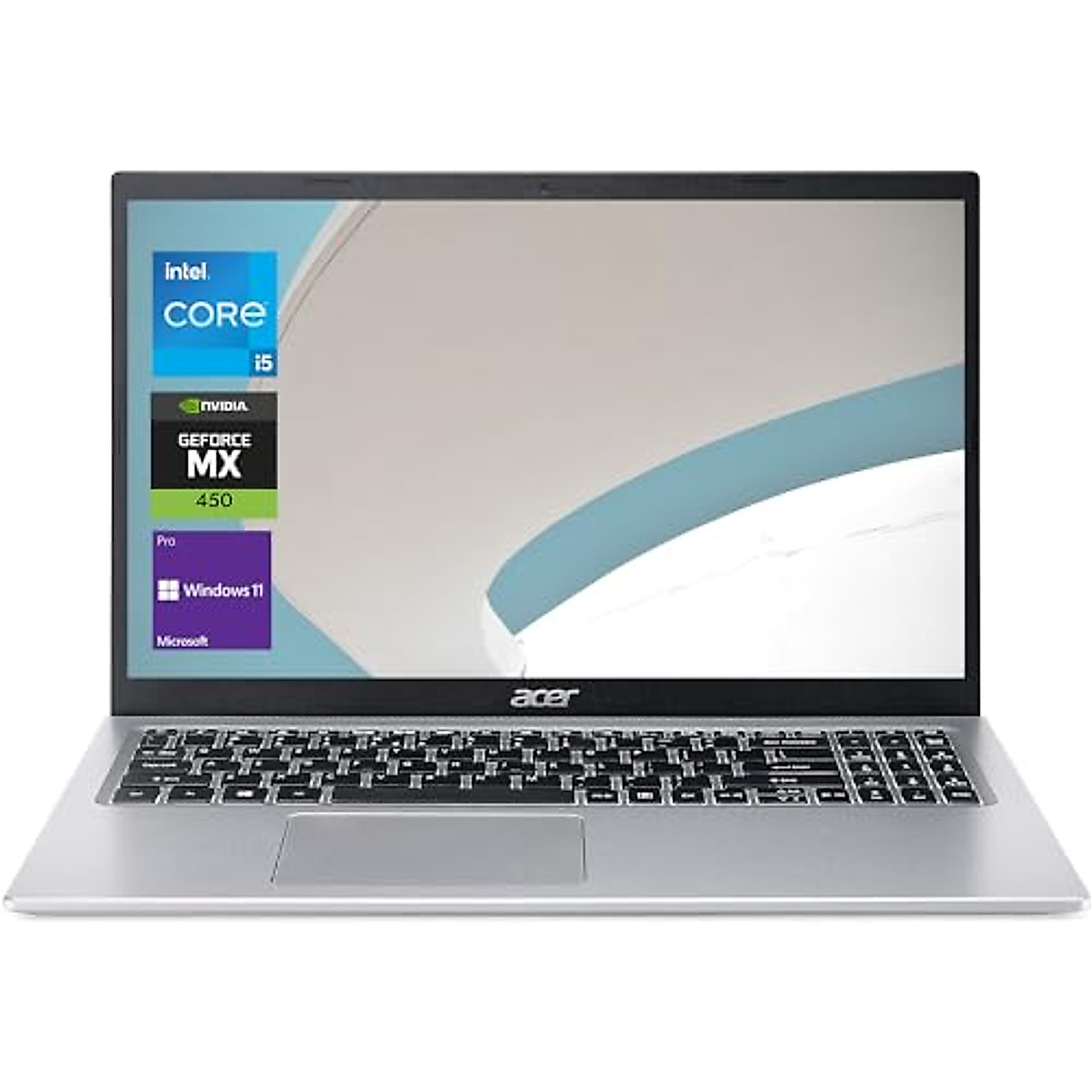 acer Aspire 5 A515 Business Laptop, 15.6" FHD Display, Intel Core i5-1135G7, NVIDIA GeForce MX450, 16GB RAM, 512GB SSD, Webcam, Backlit KB, HDMI, RJ-45, Wi-Fi 6, Windows 11 Pro, Silver