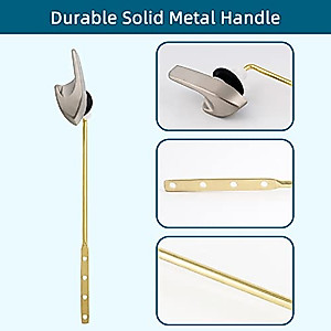 Hygie Rinse Metal Front Mount Toilet Handle Replacement Kit Compatible with Kohler Toilet Tank Parts, Toilet Flush Lever Handle with Flapper Chains, Brushed Nickel