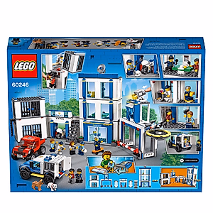 LEGO 60246 City Police Station Building Set with 2 Truck Toys, Light & Sound Bricks, Drone and Motorbike