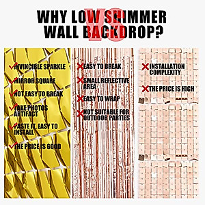 Gold Shimmer Wall Backdrop, Square Backdrop Curtain,2Pcs 3.3x6.6 Feet Gold Streamer Backdrop for Party Decorations