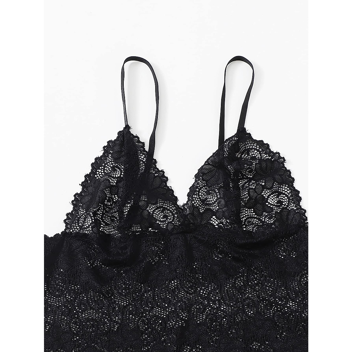 WDIRARA Women' Silk Satin Pajamas Set 4pcs Lingerie Floral Lace Cami Sleepwear with Robe Red Black XL