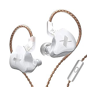 KZ EDX Wired Headset in Ear Entry Level HiFi Headset 3.5mm Detachable 2pin IEM bass Music Game Headset (White,Mic)