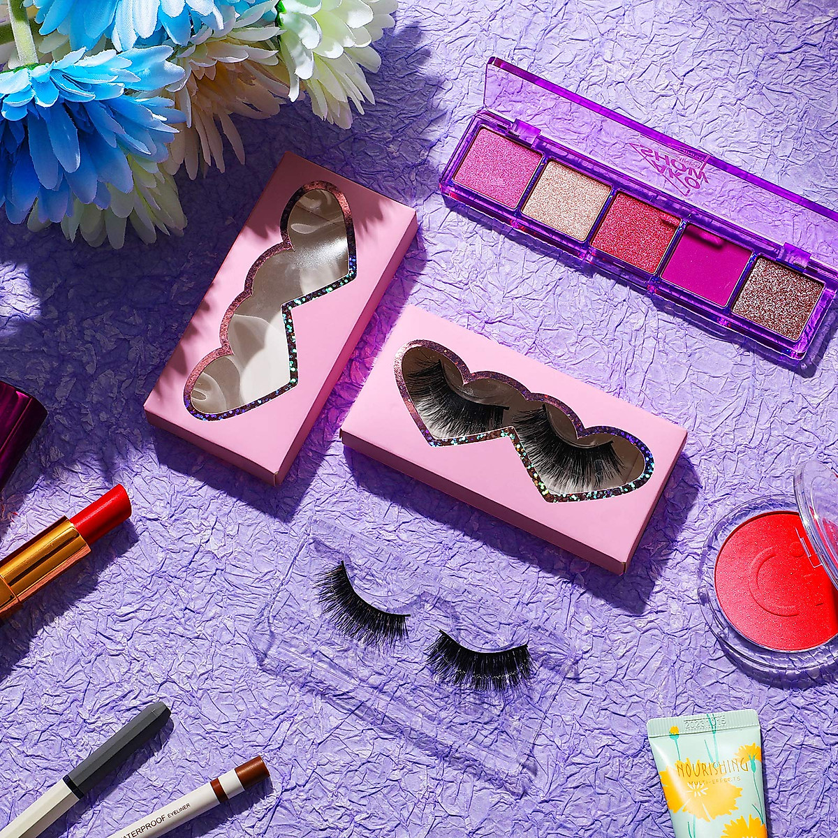 Maitys 60 Pieces Empty Eyelashes Packaging Box and Tray 30 Pieces Empty Eyelash Boxes Pink Lash Packaging Case with 30 Pieces Empty Eyelash Tray False Eyelashes Storage Container