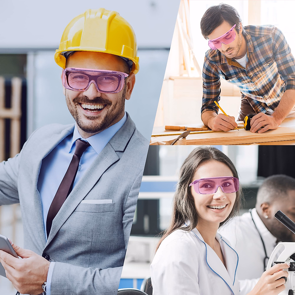 TOREGE Nemesis Safety Glasses For Nurse, Anti Fog Safety Glasses Over Eyeglasses With HD Lenses, Medical Lab Goggles Eye Protection For Women(Pink)