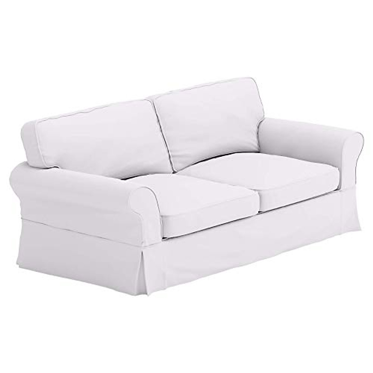 The Cotton Sofa Cover (Width: 81”~ 85”, Not 92” !) Fits Pottery Barn PB Comfort Roll ARM Sofa (Not Grand Sofa). A Durable Slipcover Replacement (White (Box Edge))