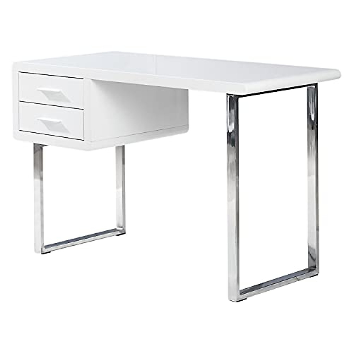Best Master Furniture Brynna Modern Lacquer Computer Desk, White