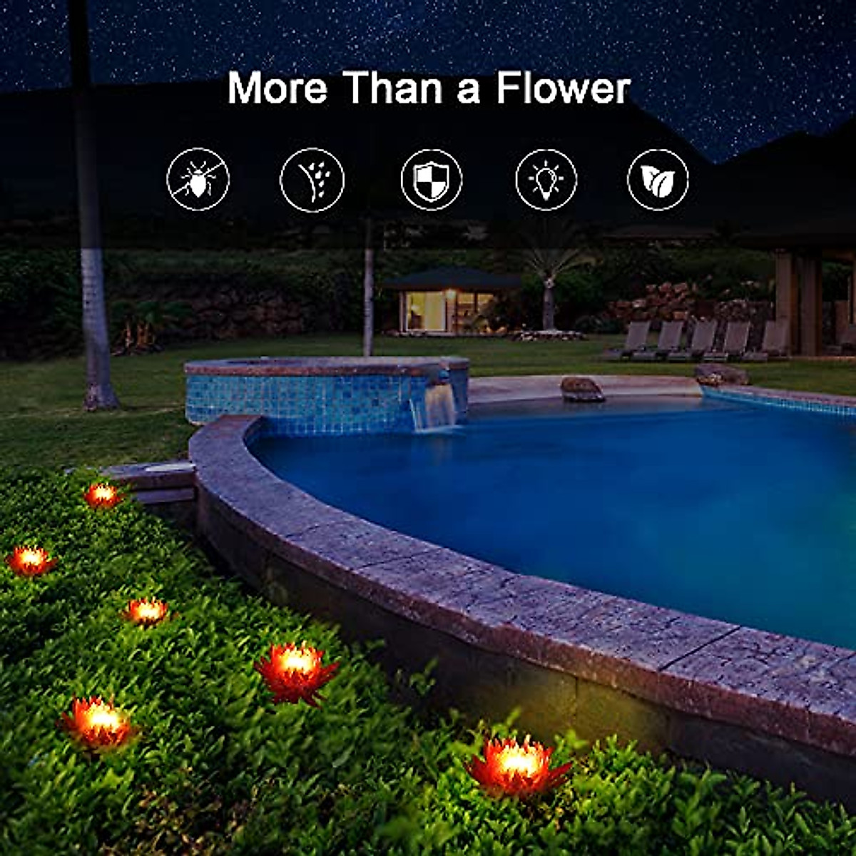 MIKK Solar Garden Stake Flower Lights, 2pack Outdoor Decorative Floral Lights, LED Artificial Waterproof Yard In-Ground Lights Lights for Garden Lawn Patio Backyard.（Pink Chrysanthemum）