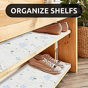 RAY STAR 18X96 Inch Shelf Liner for Kitchen Cabinets, Non-Adhesive Cabinet Liner Washable, PVC Drawer Liner for Dresser Non-Slip Bathroom (Floral)(1 Roll)