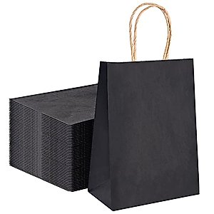 Fib-utopia 100Pcs Small Black Gift Bags Bulk, 5.25x3.75x8 Inches Kraft Paper Gift Bags with Handles