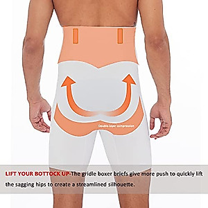 TOPELLER Men Tummy Control Shorts High Waist Slimming Compression Underwear Body Shaper Belly Girdle Boxer Briefs White