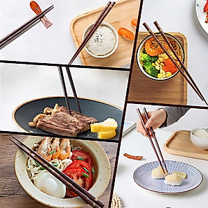 Sang Seiyoga 10 Pairs Solid Wood Chopsticks Reusable Dishwasher Safe，Cute cherry blossoms Engraved Non-slip Japanese Chopstick，9 Inch/23cm Gift Set