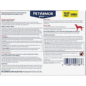 PetArmor Plus F&T Squeeze-On Dog 89-132 lbs., Count of 6, .11 LB