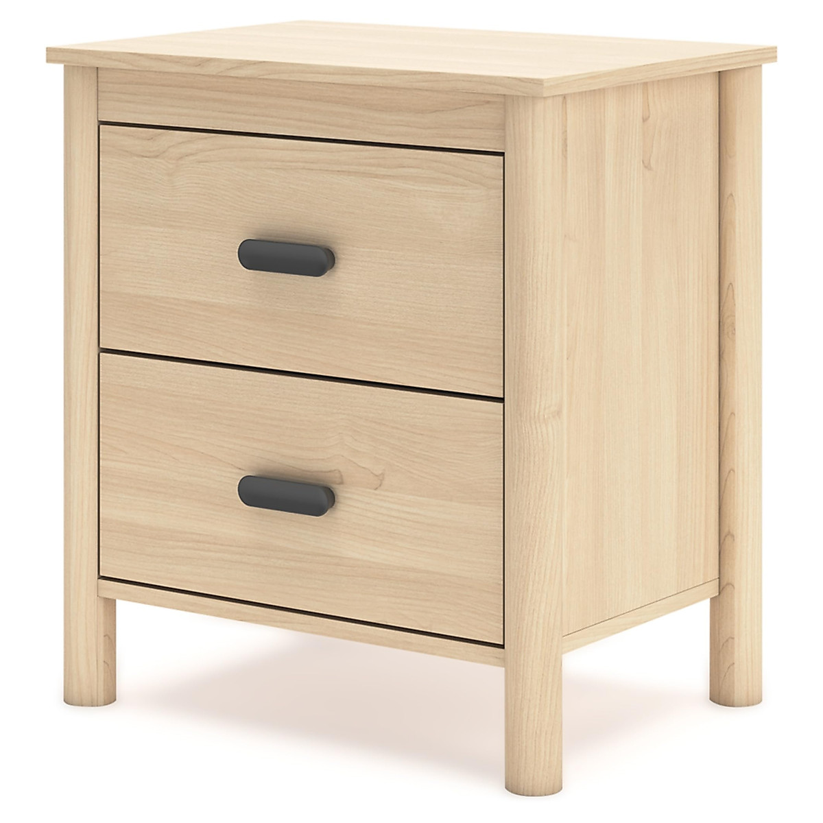 Signature Design by Ashley Cabinella Casual 2-Drawer Nightstand with Round Post Legs, 24.37" Tall, Light Brown