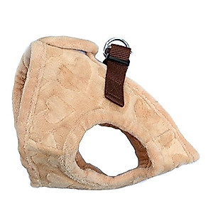 Fleece Soft Pet Harness Vest for Small/Medium Pets,Size Runs Smaller, Small fits Pets 3-6 Pound,Medium 8-12 Pound,Large 12-16 Pound (Medium: Neck 11", Beige)