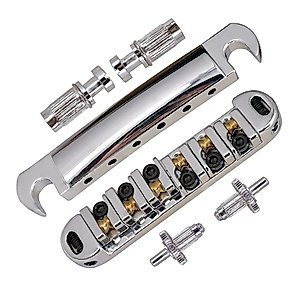 Abr-1 Style Tune-o-matic Bridge Tailpiece Roller Saddle Bridge for Gibson Les Paul Gear Replacement (Chrome)