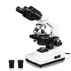 Vision Scientific VME0007B-100-LD Binocular Compound Microscope, 10x WF Eyepieces, 40x—1000x Magnification, LED Illumination, Coaxial Coarse & Fine Focus, 1.25 N.A. Abbe Condenser