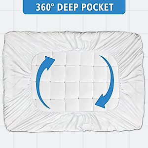 GOONIK Twin XL Mattress Pad Cover for College Dorm Room Essentials, Back to School Pillow Top Cooling Mattress Topper for Twin Extra Long Bed with 6-21 inches Deep Pocket, 39x80 Inches, White