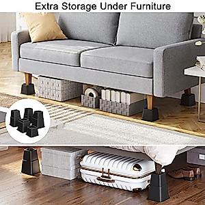 ASIYUN Adjustable Bed Furniture Risers, Stackable Bed Lift in Heights of 4, 6, or 9 Inches, Heavy Duty Furniture Leg Extenders for Home - Supports Up to 1,300 lbs(8-Piece Set)