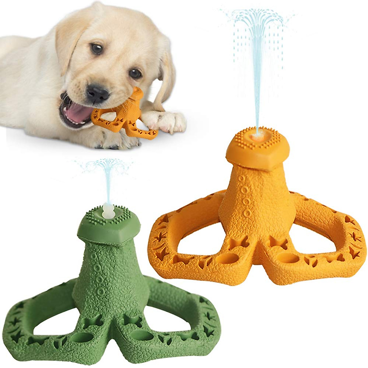 M.C.works Puppy Chew Toys Teething Pacifier, Small Dog Teething Rings Toys for Puppies Within 2 Month, Treat Dispensing Toy Soft Rubber, Newest Design Pack of 2.