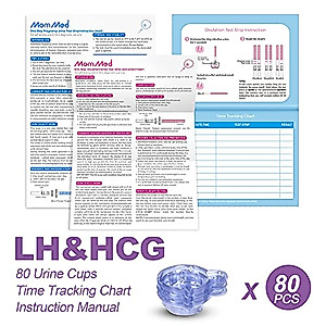 MomMed Pregnancy Test Strips (HCG20-LH60), Includes 20 Pregnancy Tests, 60 Test Strips, 80 Urine Cups, Easy to Use Ovulation Predictor Kit, Accurate Fertility Test for Women