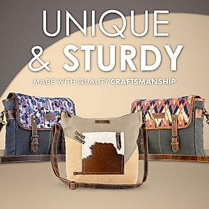 SIXTEASE Womens Shoulder Bag Vintage Style Shoulder Bags for Women - Made with Genuine Leather, Upcycled Canvas, or Hair On - Handmade, Adjustable Strap, Brass and Zinc Hardware - Hestia