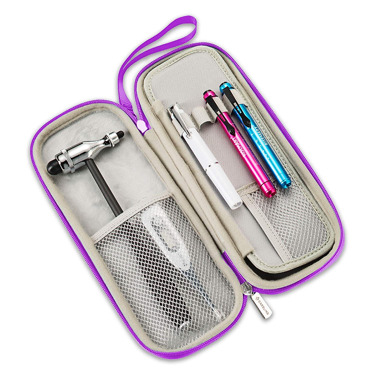 Caseling Hard Stethoscope Case Compatible with 3M Classic III, Lightweight II S.E, Cardiology IV Diagnostic, Includes ID Slot and Mesh Pocket for Nurse Accessories (Purple - Pu Leather)