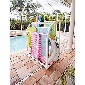 TowelMaid Original Made in The USA 5 Bar Curved Outdoor Poolside Storage Towel Rack