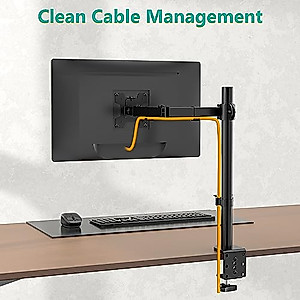 WALI Single Monitor Mount, Single Monitor Arm Desk Mount,Desk Monitor Stand, Holds Screen Up to 32inch, 22lbs, Adjustable Mount with C-CLAMP Designed for Home Office Application(M001), Black