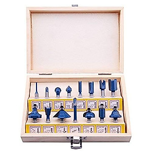 LU&MN Carbide Tipped Router Bits (15 PCS) with 1/4" Shank, Wood Milling Saw Cutter , All Purpose (Woodworking Tools for Home Improvement and DIY)