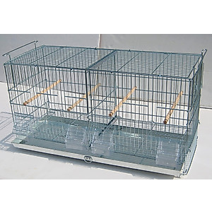 LOT of Galvanized Zinc Plated Stackable Breeder Bird Flight Cage with Removable Center Divider and Breeding Nest Doors (Galvanized Zinc, 26.5"x11"x15"H Lot of 4)