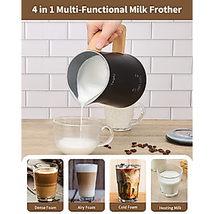 Teglu Milk Frother and Steamer Electric, Hot & Cold Foam Maker 17oz with LED Dispaly, Milk Warmer and Frother for Latte/Cappuccino/Macchiato, Instant Milk Frother Auto-off