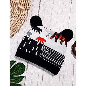 HKALL Newborn Infant Baby Boy Girls Clothes Fall Outfits Baby Bear Romper Long Pants Hat 3PCS Christmas Bodysuit Set