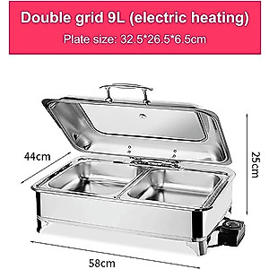 9L Electric Buffet Warmer, Chafing Dish Buffet with Heating Tray, Electric Buffet Warmer for Buffet Food Warmer, Buffet Server