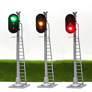 JTD873GYR 3PCS Model Railroad Train Signals 3-Lights Block Signal HO Scale 12V Green-Yellow-Red Traffic Lights for Train Layout New