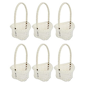 DOITOOL Flowers 6pcs Rattan Woven Flower Basket Gift Basket Picnic Basket Wedding Flower Girl Basket Candy Fruit Sundries Storage Basket for Wedding Picnic Party Baskets