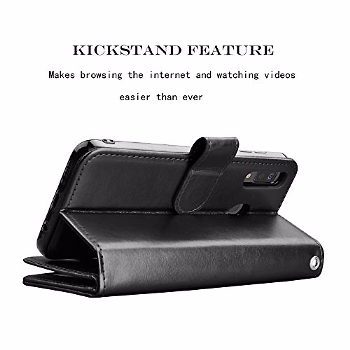 NJJEX Wallet Case for Samsung Galaxy A20, for Galaxy A30 Case, [9 Card Slots] PU Leather ID Credit Holder Folio Flip [Detachable][Kickstand] Magnetic Phone Cover & Lanyard for Samsung A20 A30 [Black]