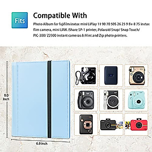 192 Photos Album for Fujifilm Instax Mini Camera, 2x3 Photo Album Book for Fujifilm Instax Mini 11 12 9 90 70 40 8 Instant Camera, Polaroid Snap PIC-300 Z2300 Camera, Polaroid 2”x3” ZINK Pictures,IceBlue