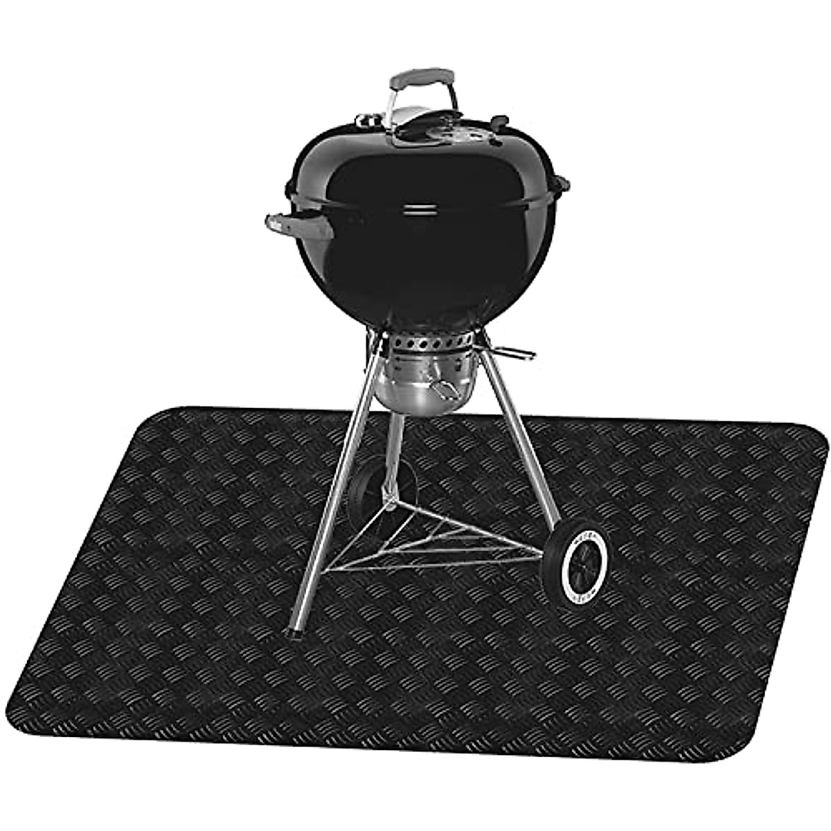 Fasmov Under The Grill Mat, 36 x 48 inches PVC Grill Mat Grill and Garage Protective Mat, Protects Decks and Patios from Grease Splashes, PVC Flame Retardant Material, Black