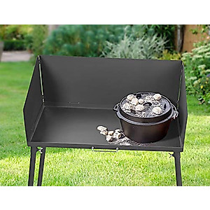 Stanbroil 30 Inch Camp Cooking Table with Foldable Three-sided Windscreen and Legs, Perfect for Dutch Oven Cooking with Charcoal Briquettes and Food Preparation